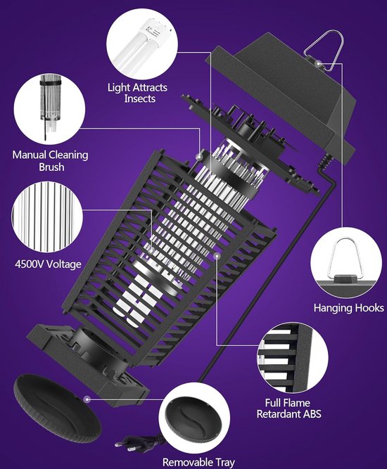uv-insectenlamp, vliegenvanger, insectenval voor binnen en buiten ...