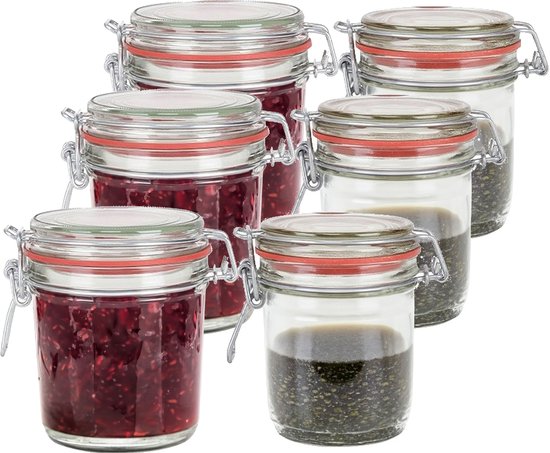Weckpotten/inmaakpotten - set 6x stuks - 300 ml/400 ml - glas - met ...