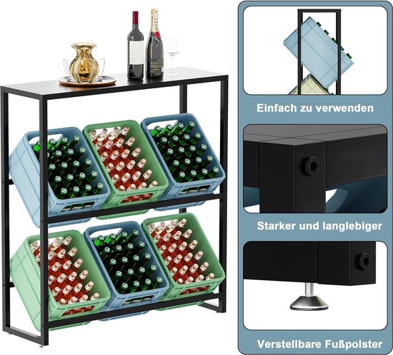 Drankkrattenrek met plank, drankenrek voor 6 kratten, bierrek ...