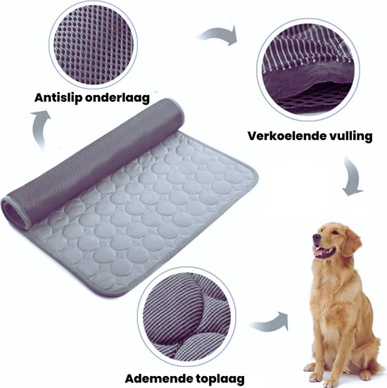 Koeldeken Voor Hond & Kat | 60 X 50 CM Antraciet | M | bol