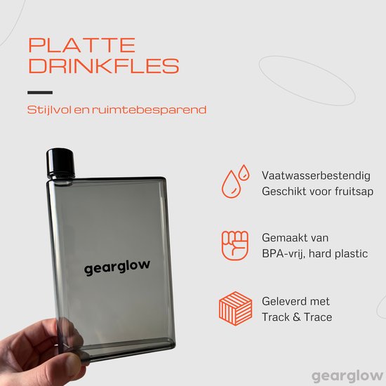 GearGlow® Plastic Heupfles 420 ml - Platte Waterfles - Voor Volwassenen ...