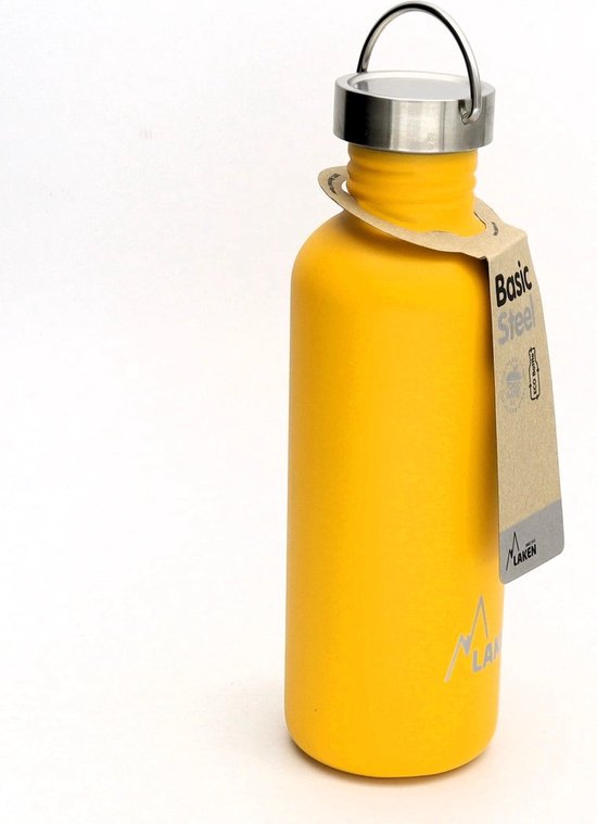 RVS fles 1L Basic Steel Bottle Geel - Steel Cap - Laken ...