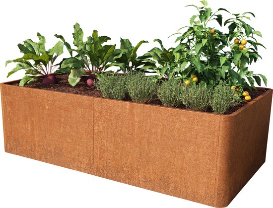 PRIMEYARD cortenstaal Moestuinbak Mario 200x107x60 cm, roest look | bol