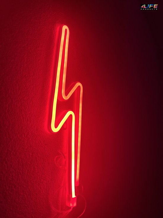 Bliksemschok - Rood- neon led lamp - nachtlamp - wandlamp - sfeerlicht ...