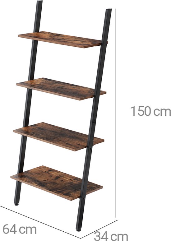 HelloHomy® Ladderrek met 4 Niveaus - Ladderkast - Traprek - Opbergrek ...