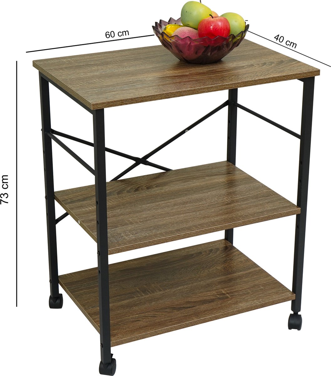 Furnilux - Keuken rek op Wielen - 3 Niveaus - Trolley Keuken Kast voor ...