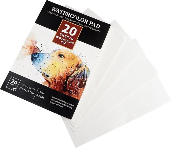 Aquarel Papier - A4 - 300 gram g/m² - blok 20 vel - Aquarelblok ...
