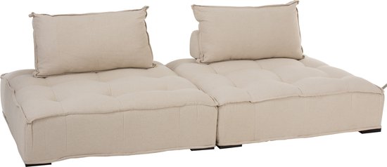 J-Line Zetel 1 Zit Poef Linnen Beige | bol