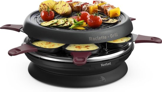 Gourmetstel - Raclette - Grillplaat - 6 Personen - 850W - Zwart | bol