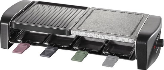 Gourmetstel - Raclette - Grillplaat - 8 Personen - 1400W - Zwart | bol.com