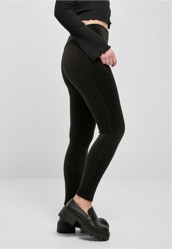 Urban Classics Legging Xl High Waist Rib Velvet Zwart Bol