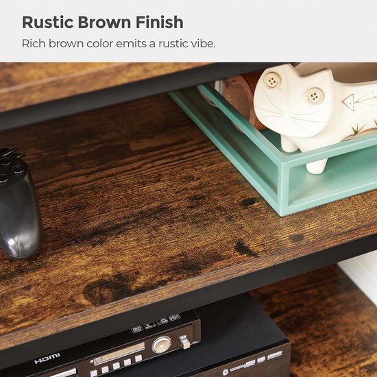 TV- Meubel - 3 Laags TV-Rek - X-vormige Metalen frame -Bruin Zwart | bol