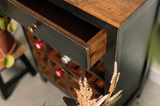 Rootsmann || Industriële Wijnkast - Flessenkast Zwart - Drankkast Hout ...