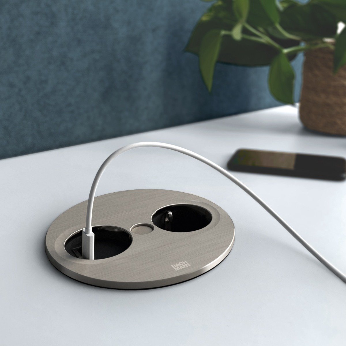 Bachmann Twist 2 stopcontact en usb A+C lader RVS rond | bol.com