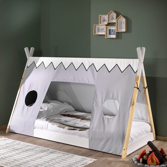 Tipi Bed 90 x 200 cm met Canvas Tito Grijs H134 | bol