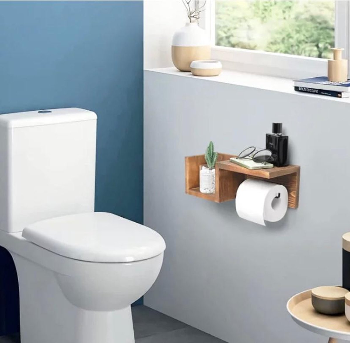 Toiletrolhouder Hout - Plankje & Houder - WC Rolhouder - Dennen Hout ...
