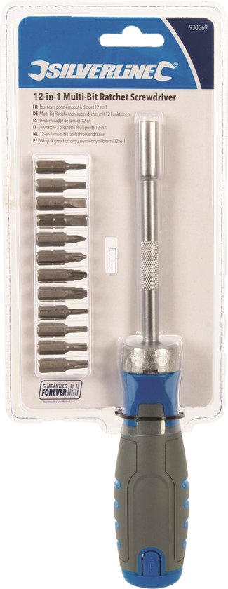 Silverline Ratelschroevendraaier - 3-positie ratel - 12 bits in handvat ...