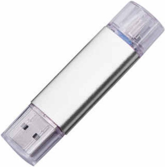 2 in 1 USB 2.0 + Micro USB OTG Flash Drive - Pendrive 16 GB - Zilver | bol.com