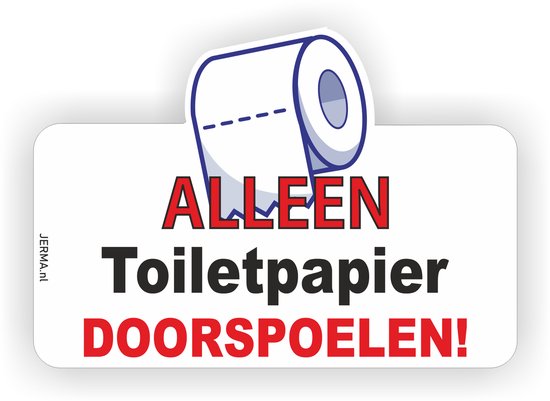 JERMA allerhandestickers Alleen toiletpapier doorspoelen - Sticker ...