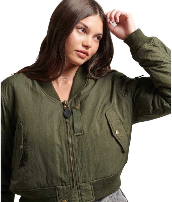 SUPERDRY Vintage Aviator Ma1 Bomber Jas Dames / Dark Khaki - M | bol.com
