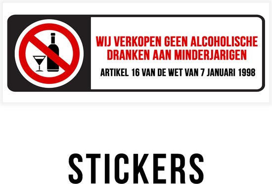 Stickers/ pictogram | "Wij verkopen geen alcoholische dranken aan ...