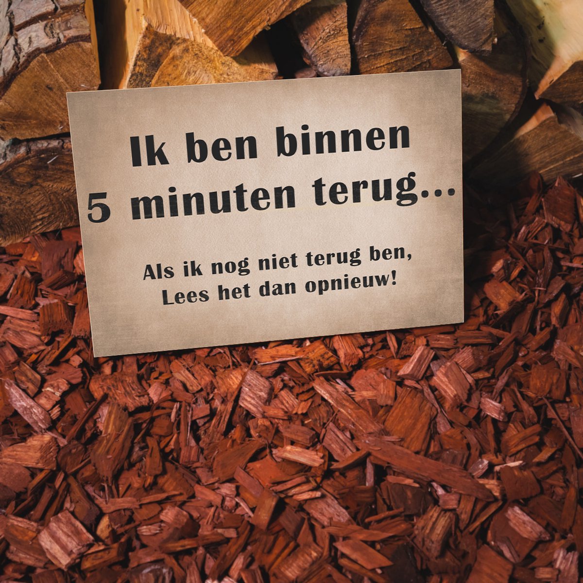 Spreukbord - Ik Ben Binnen 5 Minuten Terug - Hout - Vintage - Grappig ...