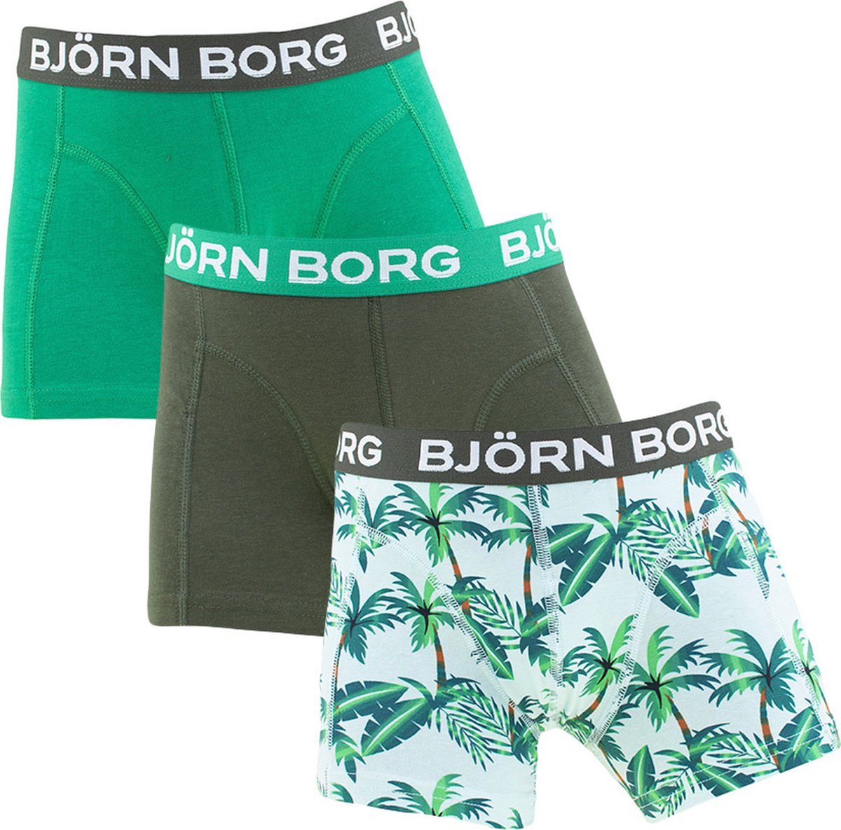 Björn Borg jongens cotton stretch 3P boxers basic palm multi - 146/152 ...