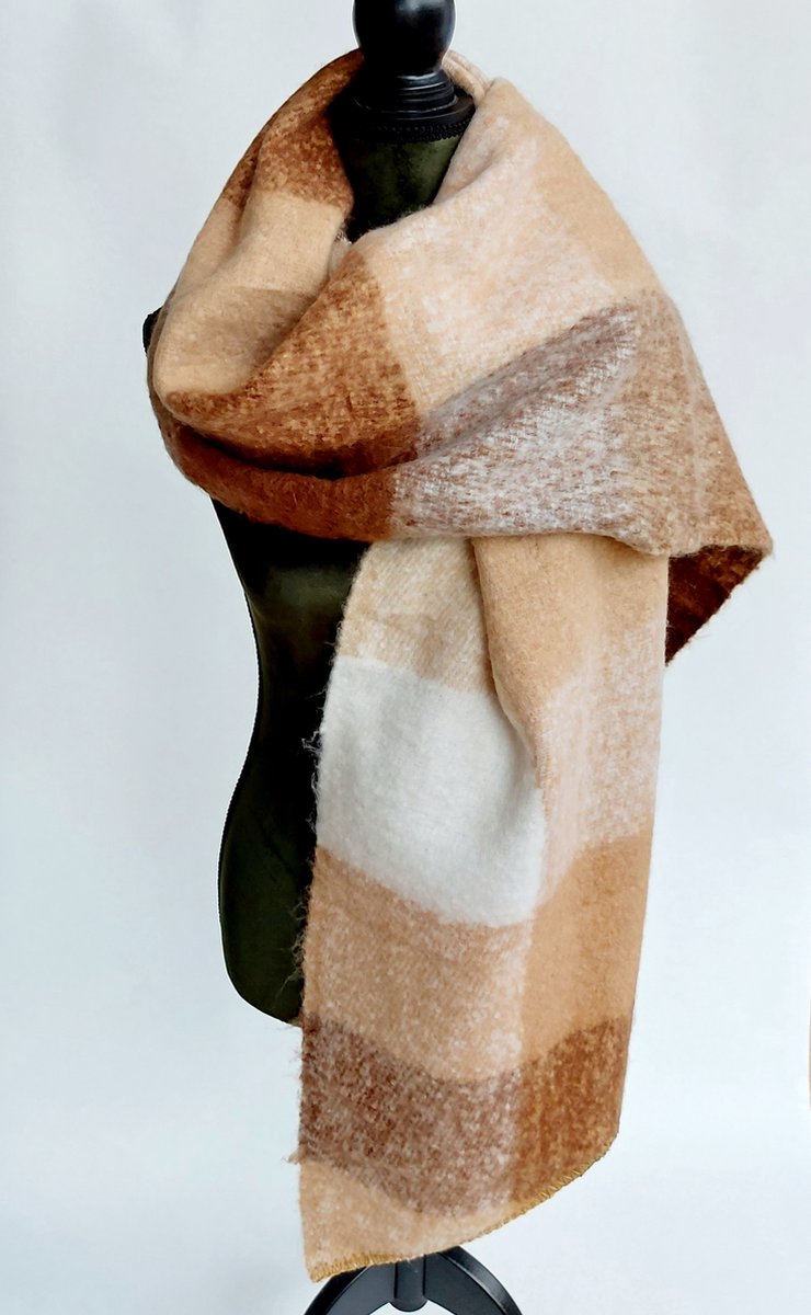 zaZa'z - Sjaal - Bruin/Beige/Caramel - Blok - 200x50cm | bol.com