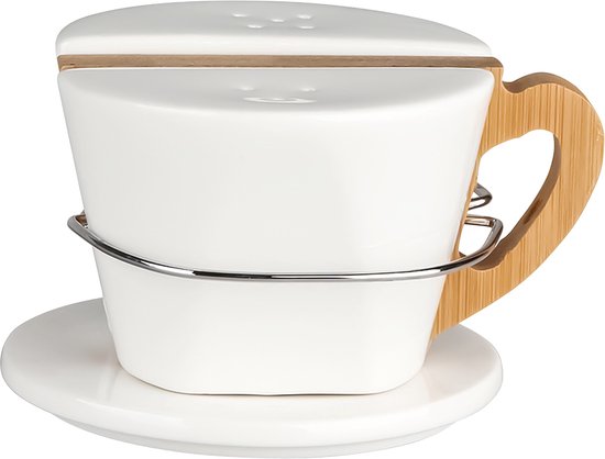 Altom Design Zout en Peper stel op Schotel met Bamboe Handvat - Zout en ...