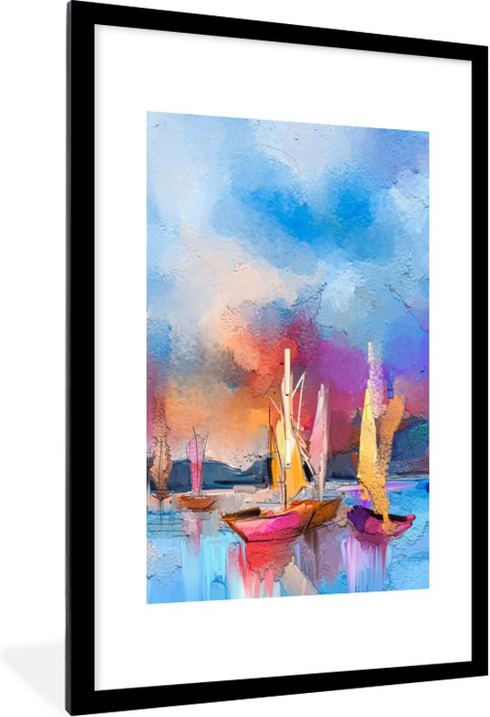 Fotolijst incl. Poster - Schilderij - Boten - Water - 80x120 cm ...
