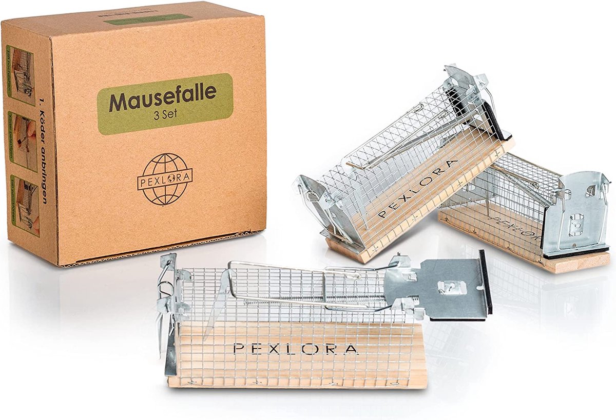 Pexlora muizenval levend (set van 3) diervriendelijke levende val voor ...