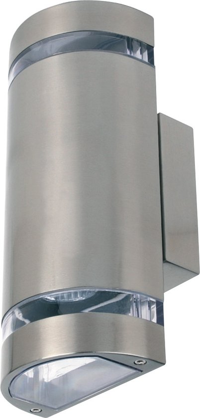 LED Tuinverlichting - Buitenlamp - Wand - RVS Mat Chroom - GU10 - Ovaal ...