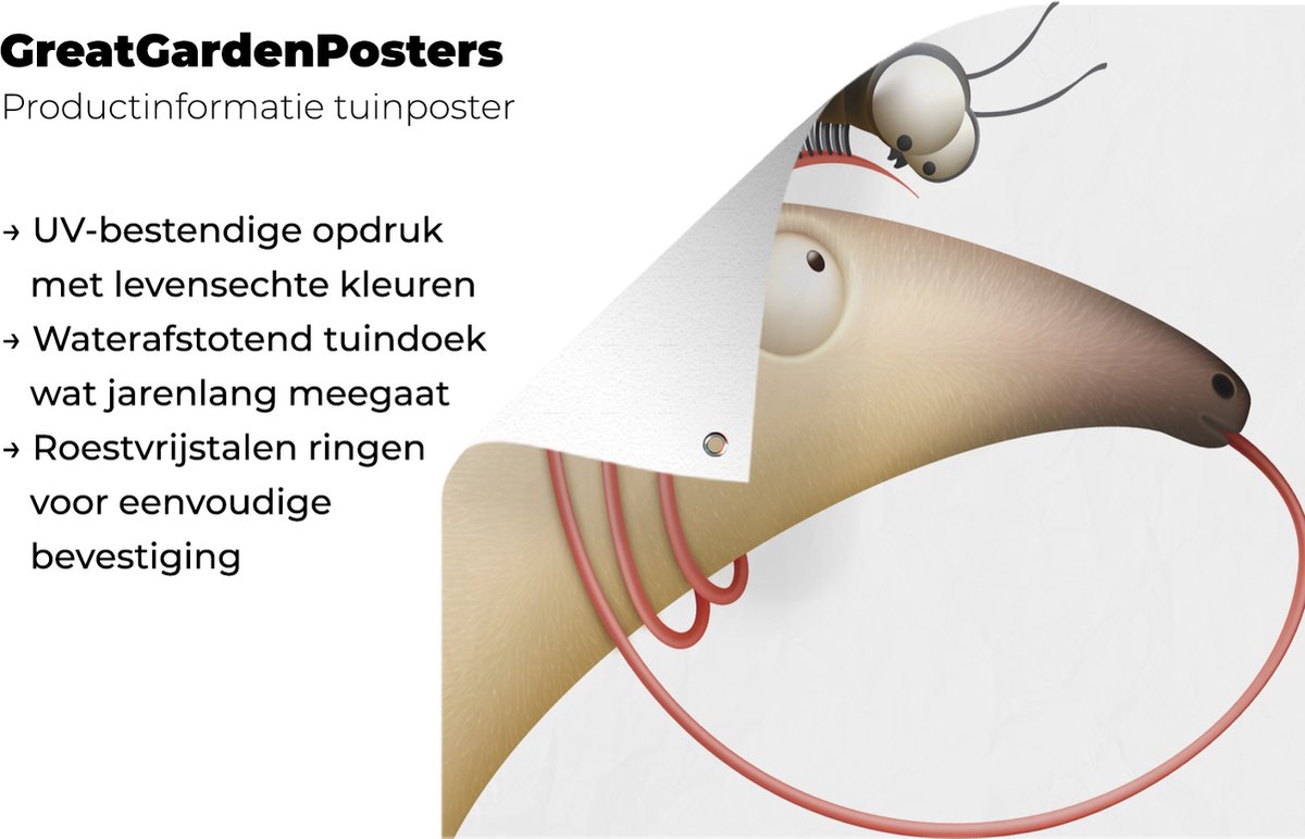 Tuin poster Een illustratie van de kop van een miereneter met een mier ...
