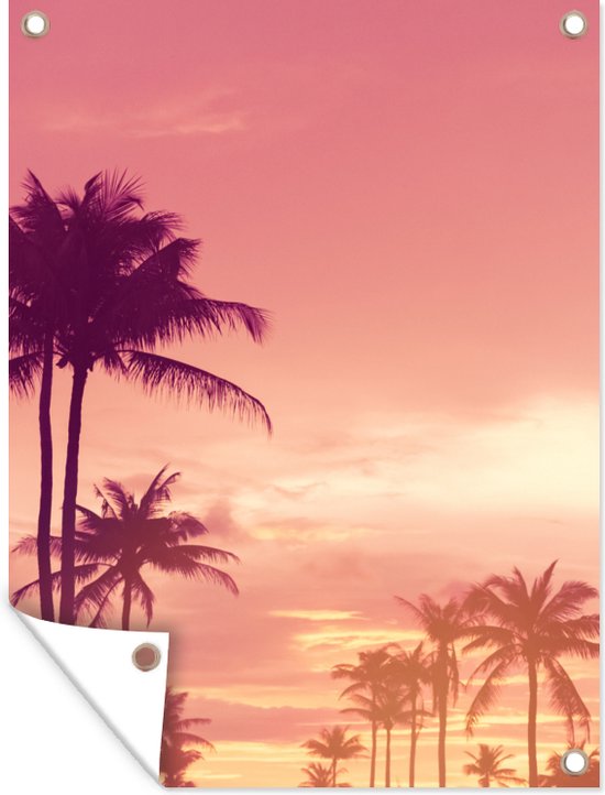 Muurdecoratie buiten Lucht - Palmboom - Avond - Natuur - Tropisch ...