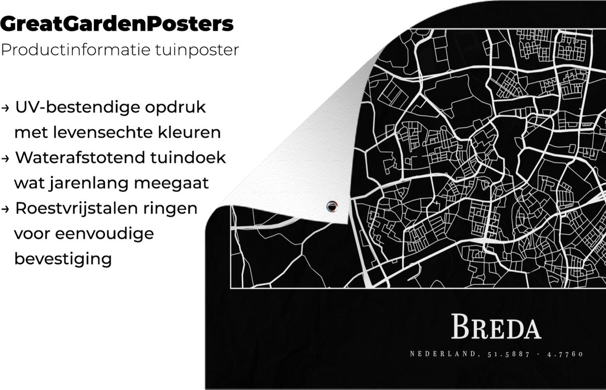 Muurdecoratie Stadskaart - Plattegrond - Breda - Kaart - 180x120 cm ...