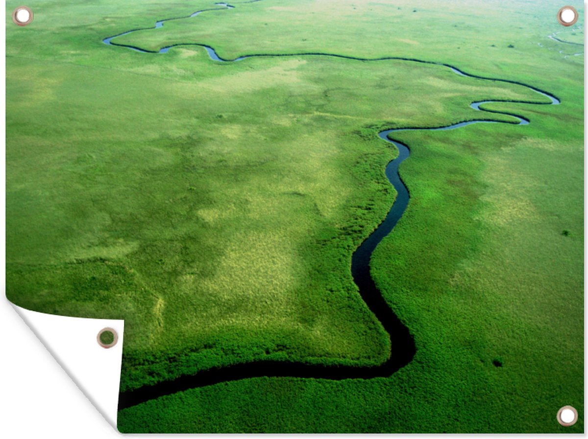 Muurdecoratie buiten Luchtfoto met uitzicht op een Afrikaanse rivier in ...
