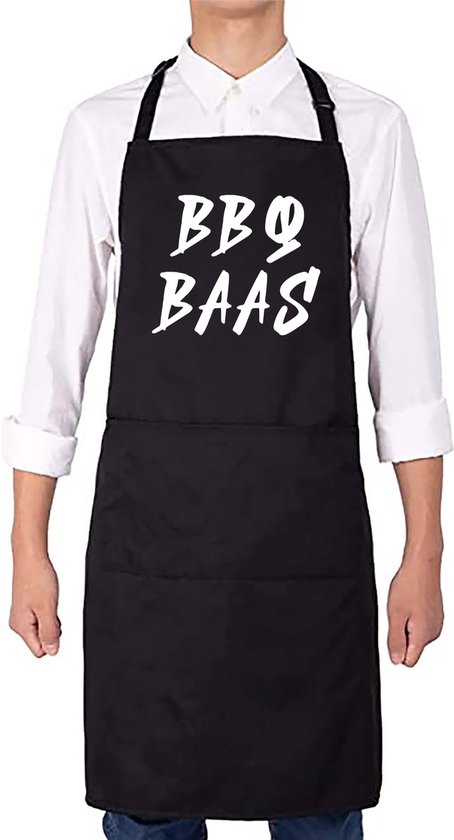 BBQ BAAS uniseks schort - Zwart met witte design - One Size ...