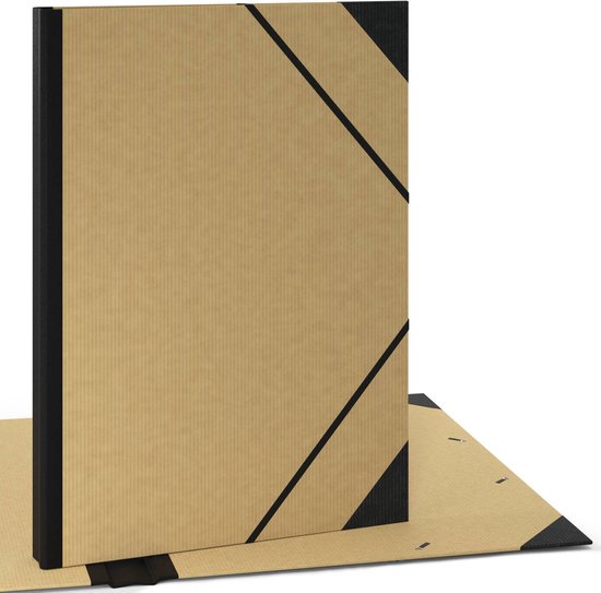 ACROPAQ Tekenmap A3+ - 34 x 47 cm, Kraft met elastiek, Bruin | bol
