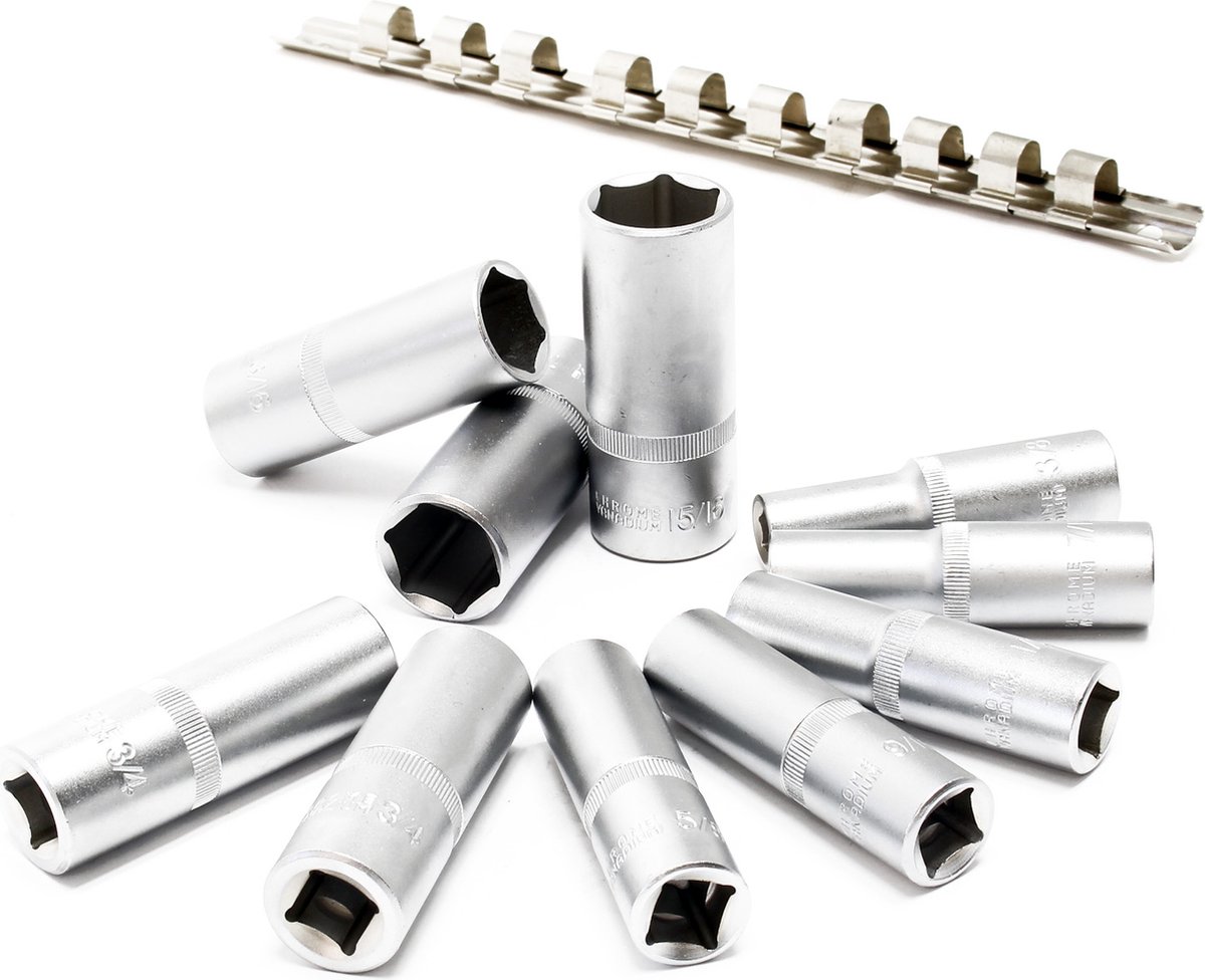 11-delige dopsleutelset zeskant 3/8–15/16″, chroom-vanadiumstaal 1/2 ...