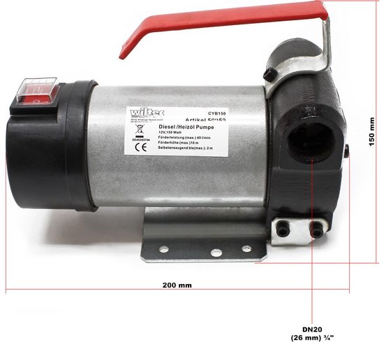 Bio dieselpomp stookoliepomp zelfaanzuigend 12V 150W 40l/min pistool ...