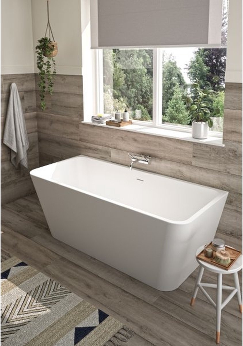 Allibert Tyna vrijstaand bad 165x70cm back to wall solid surface wit ...