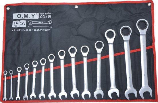 Ringratel-steeksleutel set met alle gangbare maten! 14 dlg 6-32mm ...