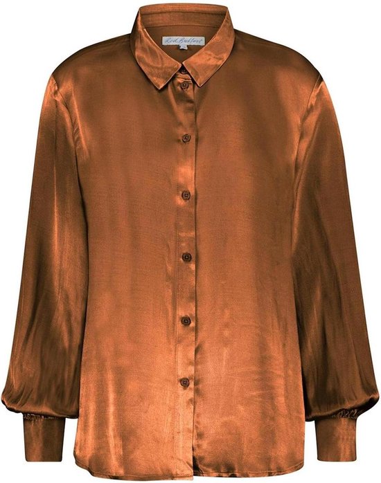Red Button Blouse Boebie Satin Srb3069 Burnt Orange Dames Maat - L | bol