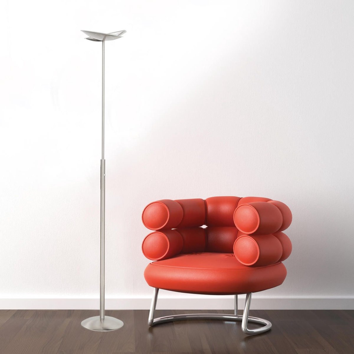 Moderne dimbare uplighter Sapporo led | 2 lichts | grijs / staal | glas ...