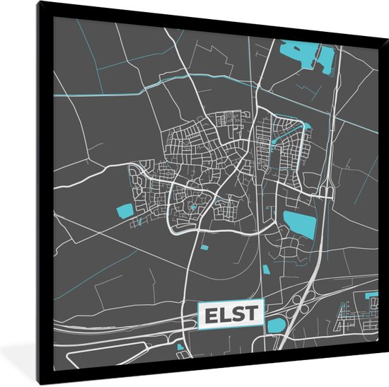 Fotolijst incl. Poster - Kaart - Stadskaart - Elst - Plattegrond ...