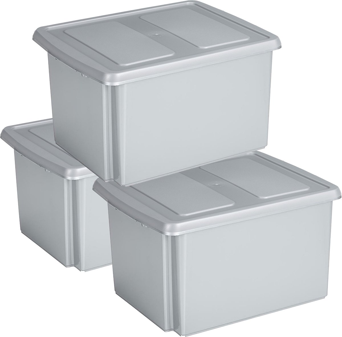 Sunware set de 3x boîtes de rangement plastique 32 litres gris clair 45 ...