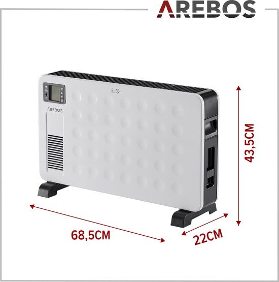 Arebos Convector 2300 W - elektrische kachel met 3 warmtestanden ...