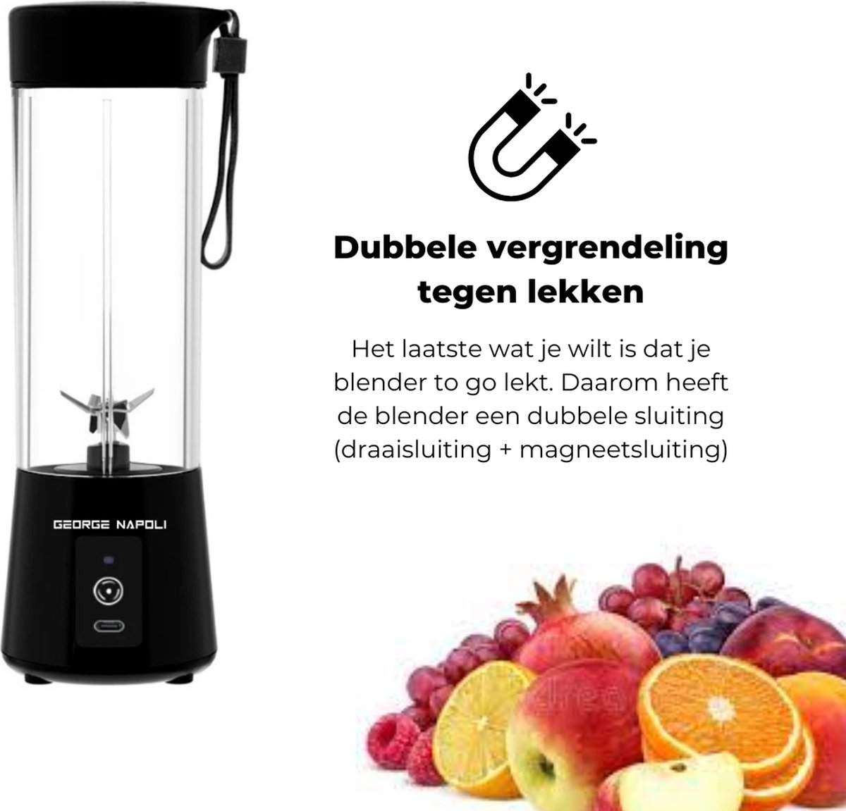 George Napoli Blender to go - Smoothie Maker - Draadloos - USB-C ...