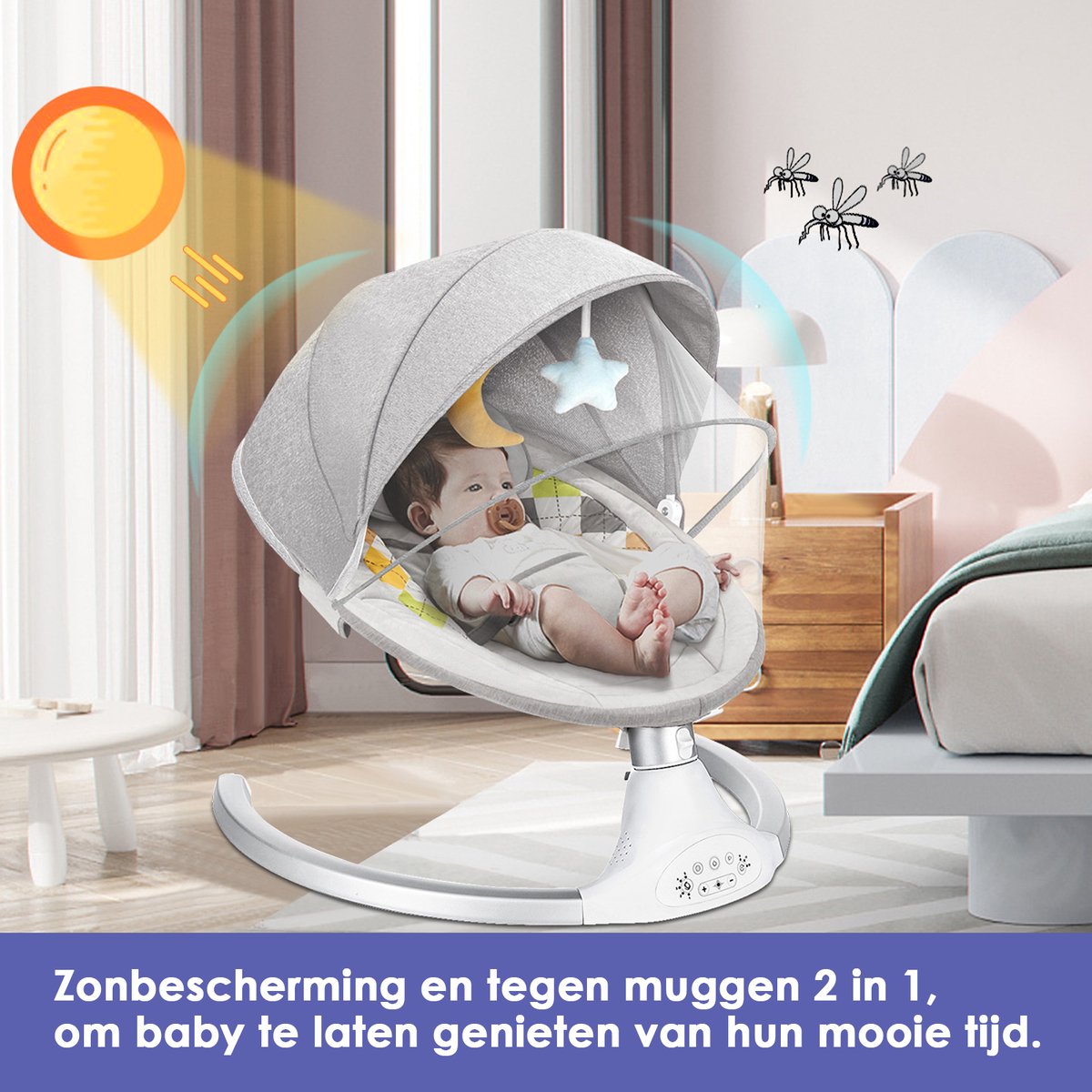 Bioby Wipstoeltjes - Elektrische babyschommel - Babyschommel met ...