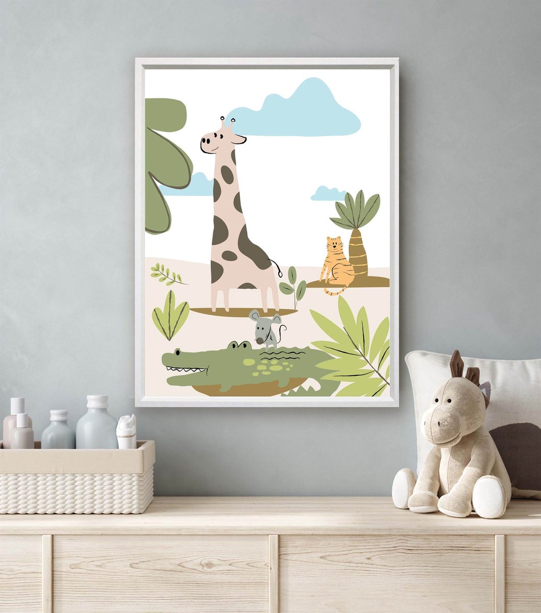 PosterDump - Poster Blije Jungle Dieren Giraf Cheeta Krokodil Muis ...